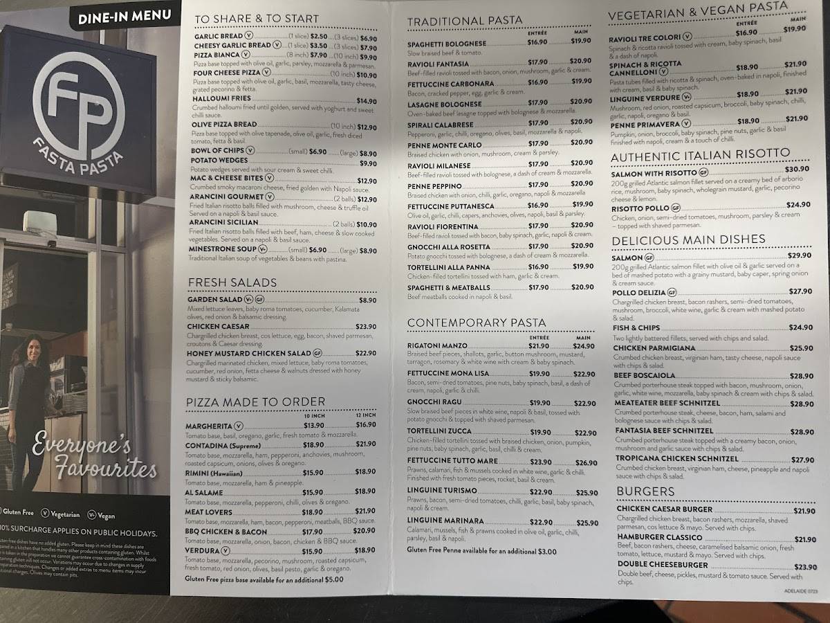 Menu at Fasta Pasta Gilles Plains restaurant, Gilles Plains