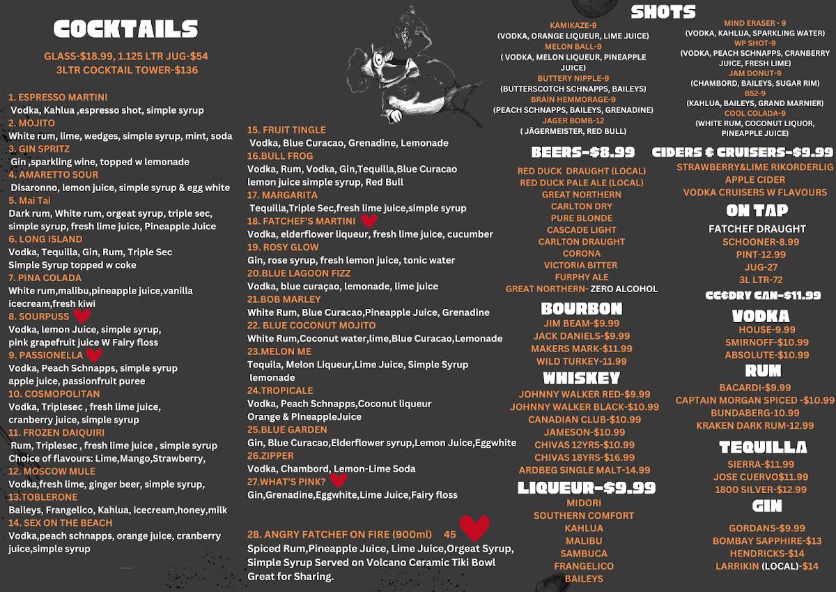 Menu at Fat Chef Ballarat restaurant, Alfredton