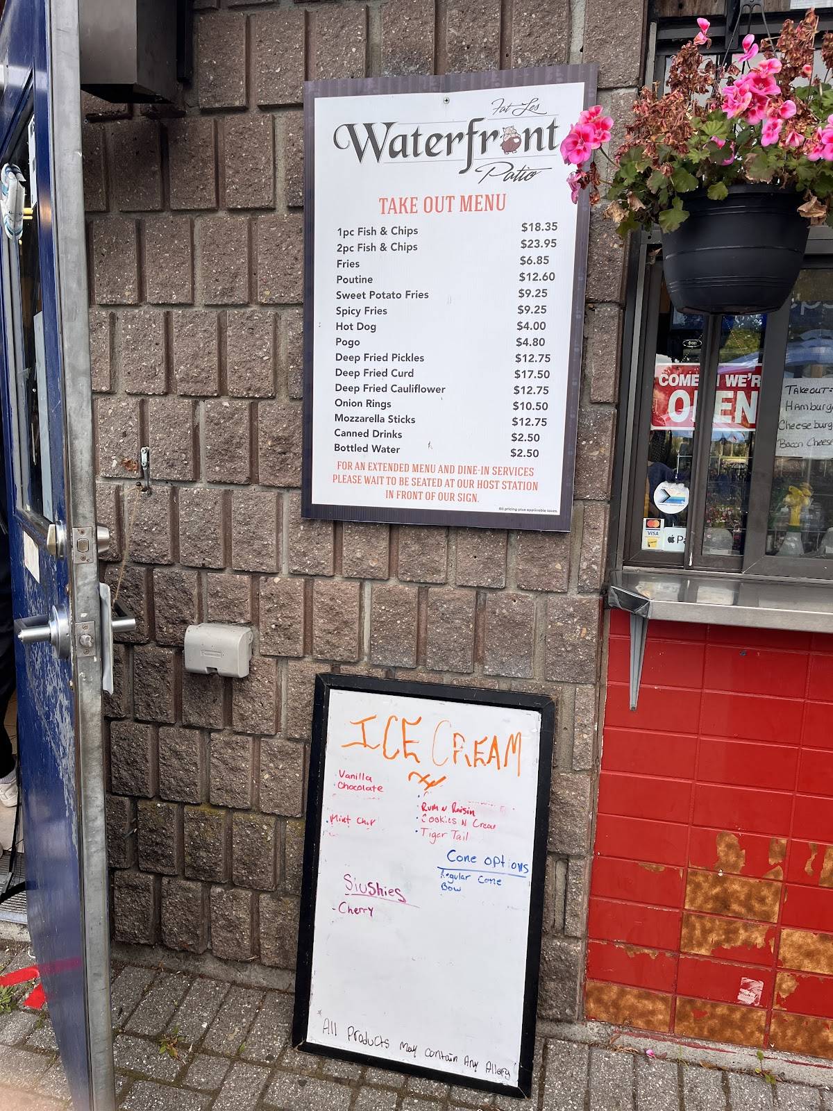 Menu at Fat Les Waterfront Patio restaurant, Brockville