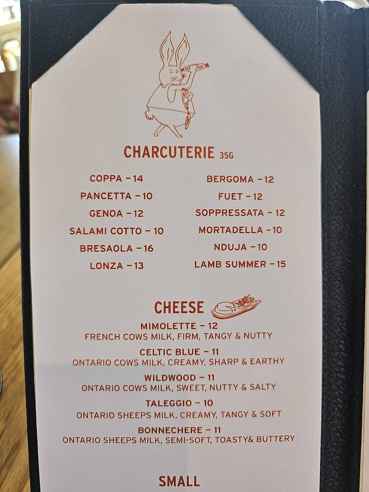 Menu at Fat Rabbit restaurant, St. Catharines