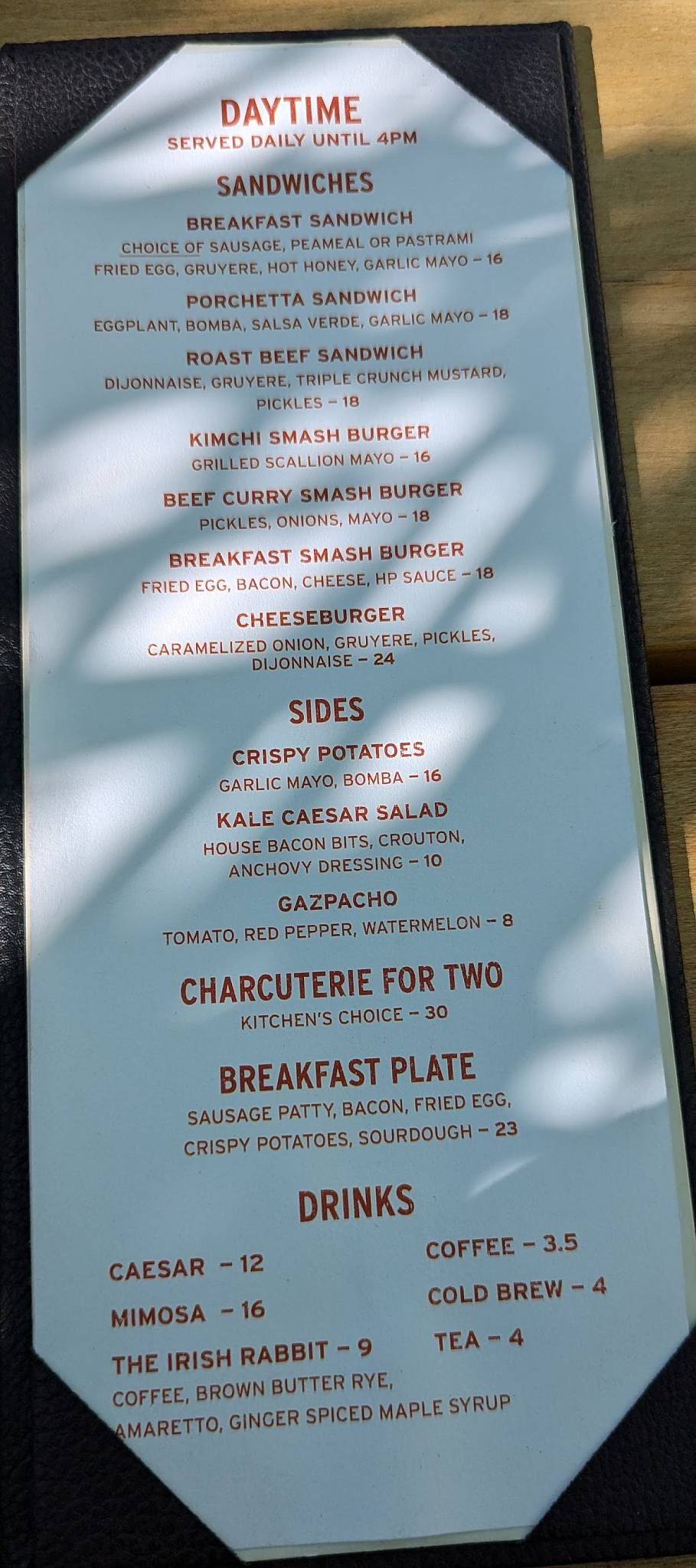 Menu at Fat Rabbit restaurant, St. Catharines