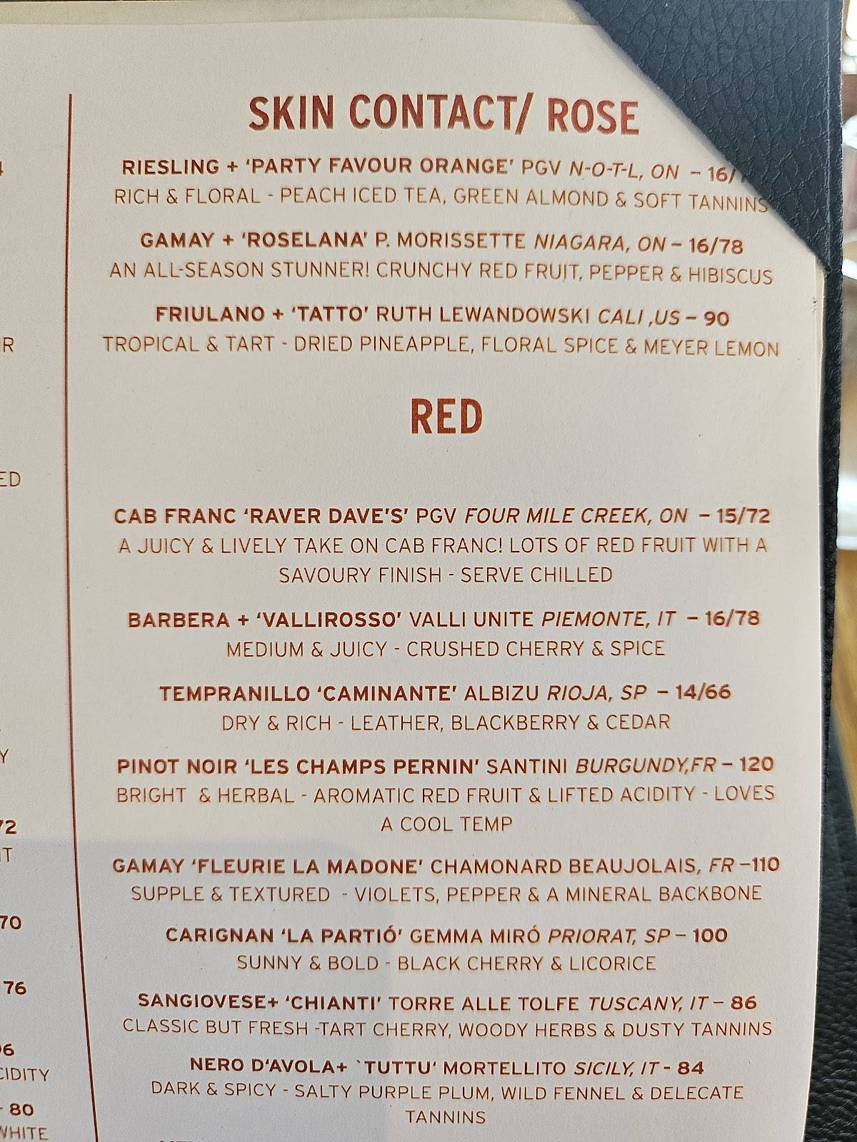 Menu at Fat Rabbit restaurant, St. Catharines