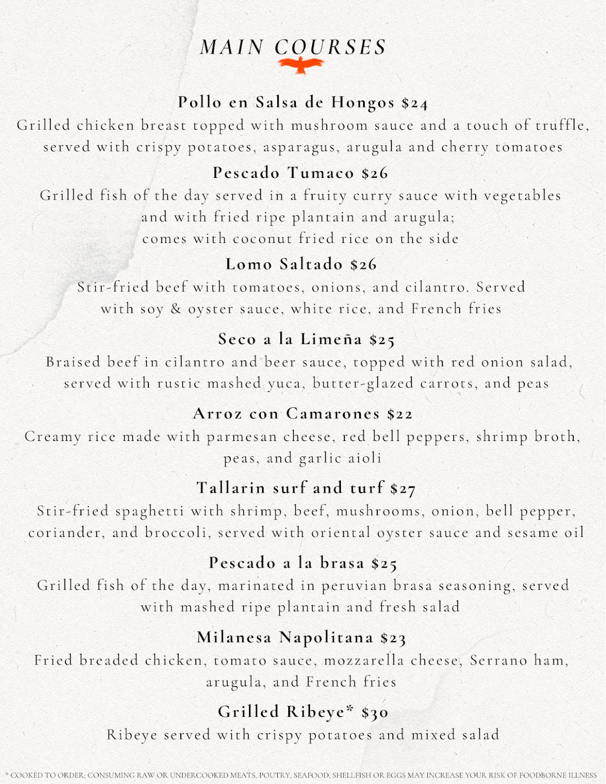 Menu at Fauna Latin Flavor restaurant, Fairfax
