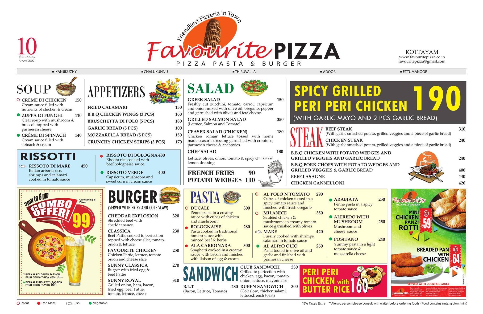 Menu at Favourite Pizza, Kottayam, 655 B