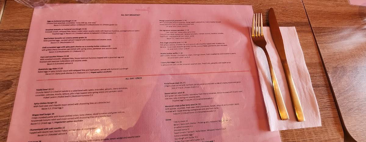 Menu at Feekah Cafe Moonee Ponds, Moonee Ponds