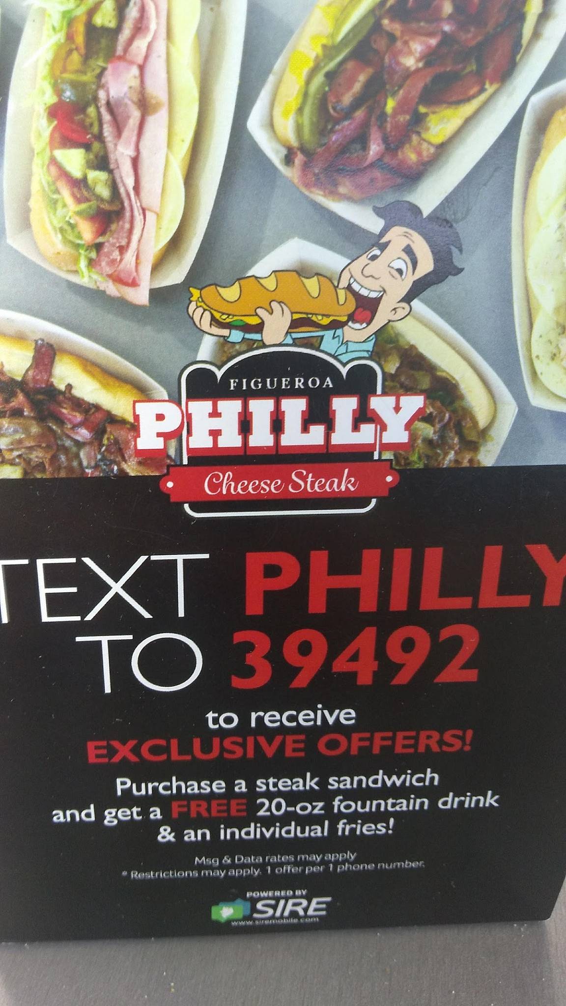 Menu at Figueroa Philly Cheese Steak restaurant, Los Angeles