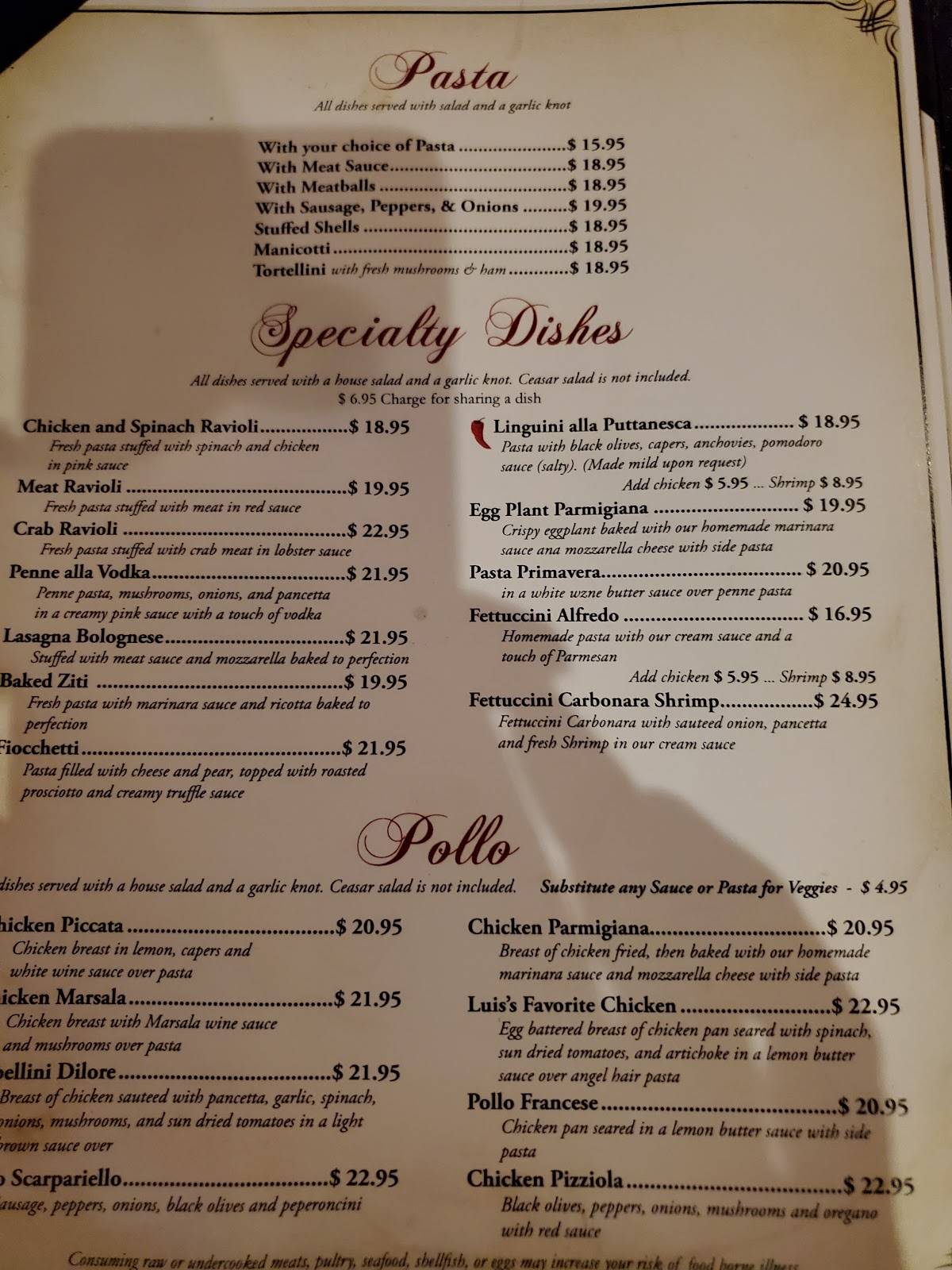 Menu at Fiore's Cafe, Ocala, S Pine Ave
