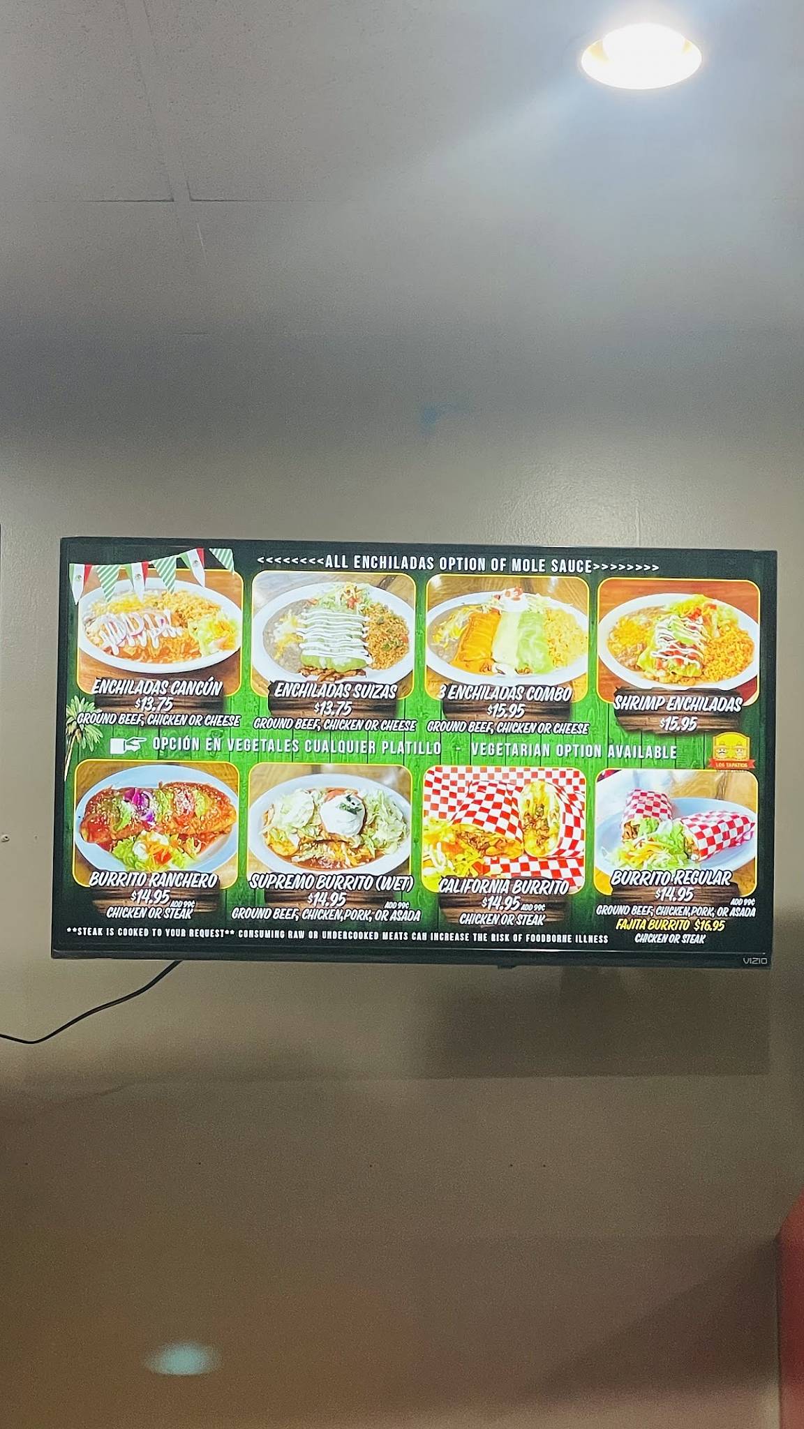 Menu at Los Tapatios Mexican Taqueria restaurant, Fircrest