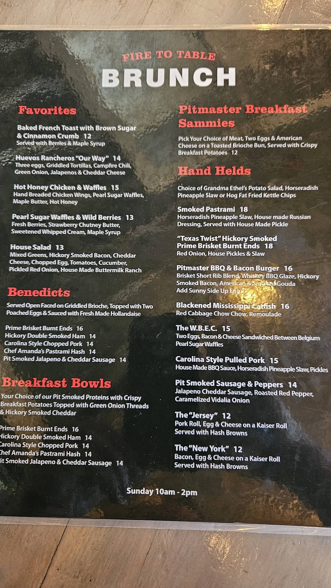 Menu at Fire To Table restaurant, Murrells Inlet