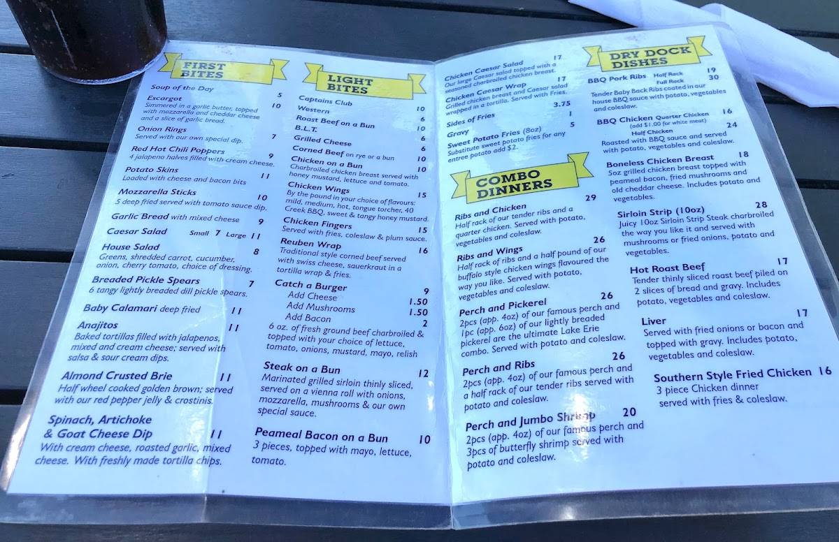 Menu at Fisherman's Catch Bar & Restaurant, Port Dover