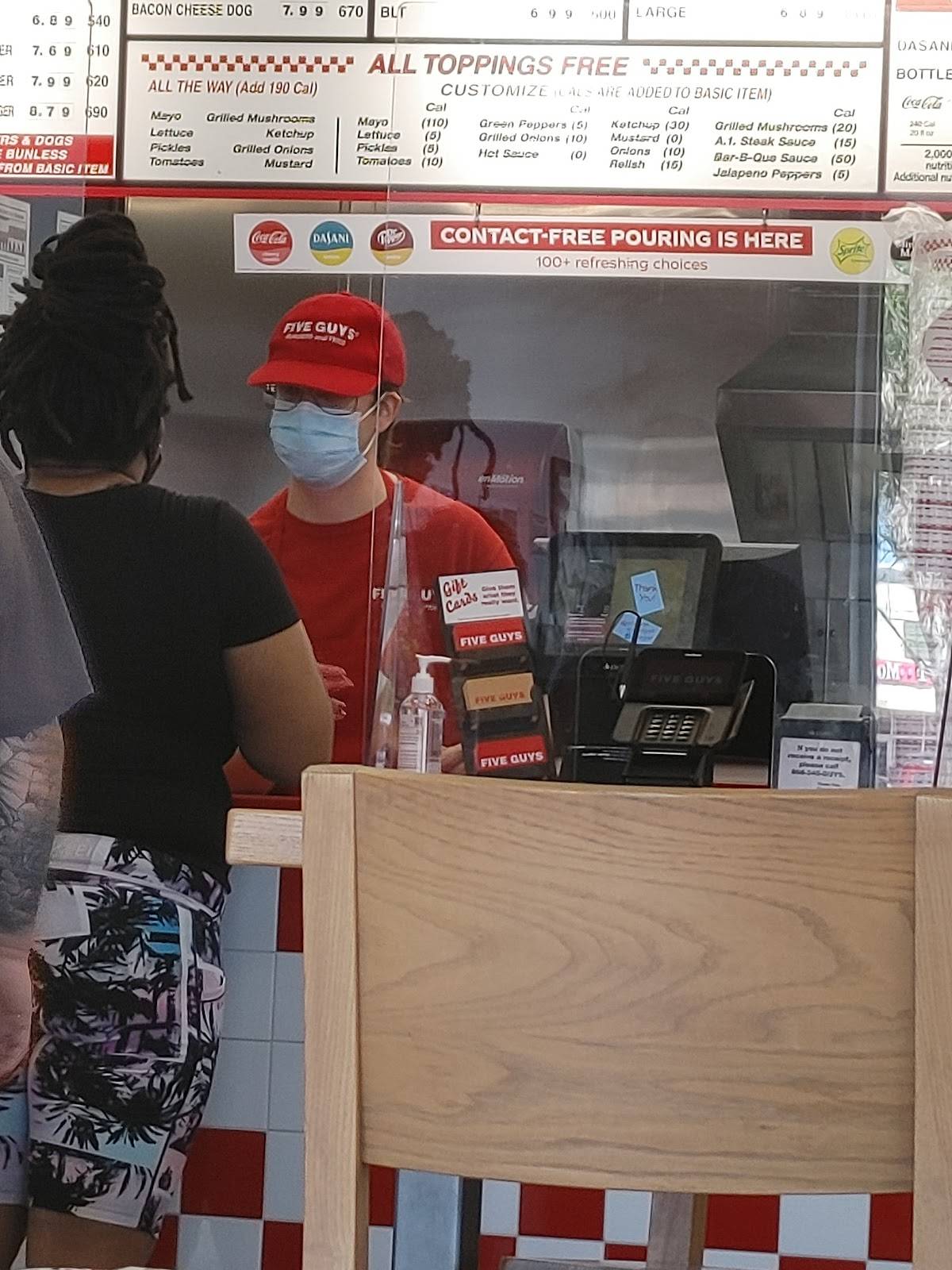 Menu at Five Guys fast food, Jacksonville, City Square Dr