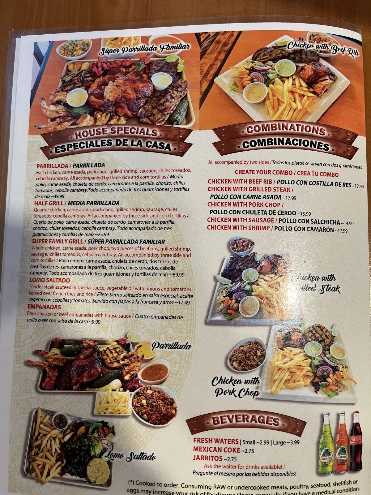 Menu at Five cousins pollo ala brasa restaurant, Knoxville