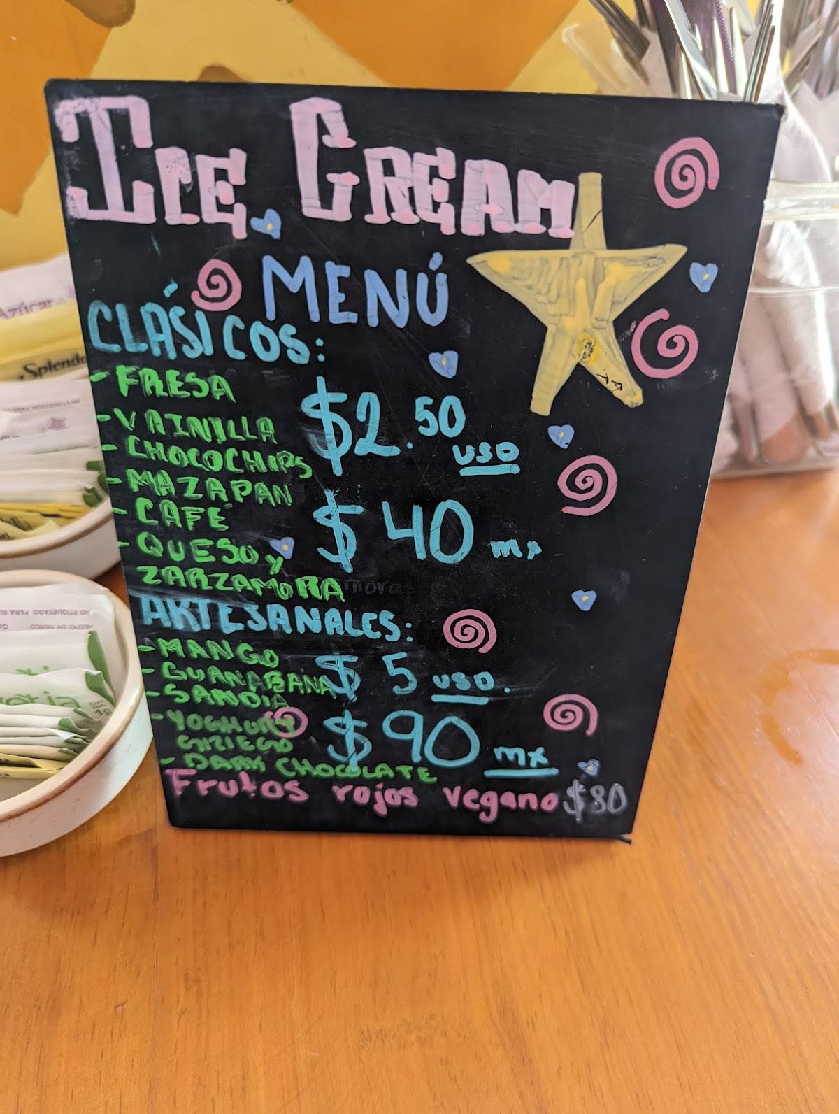 Carta de Flamingo Ice Cream Bar, Cozumel