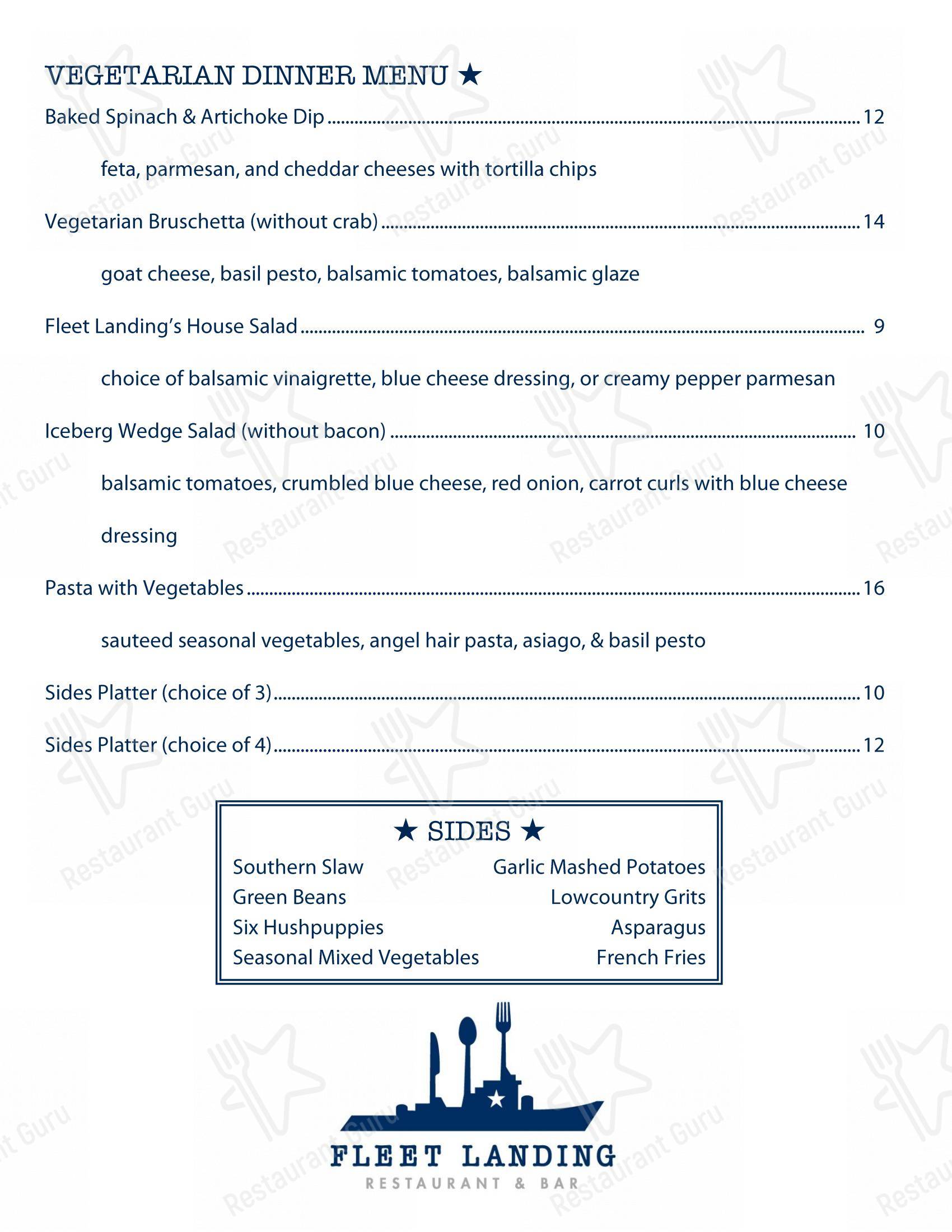 Menu at Fleet Landing Restaurant & Bar, Charleston