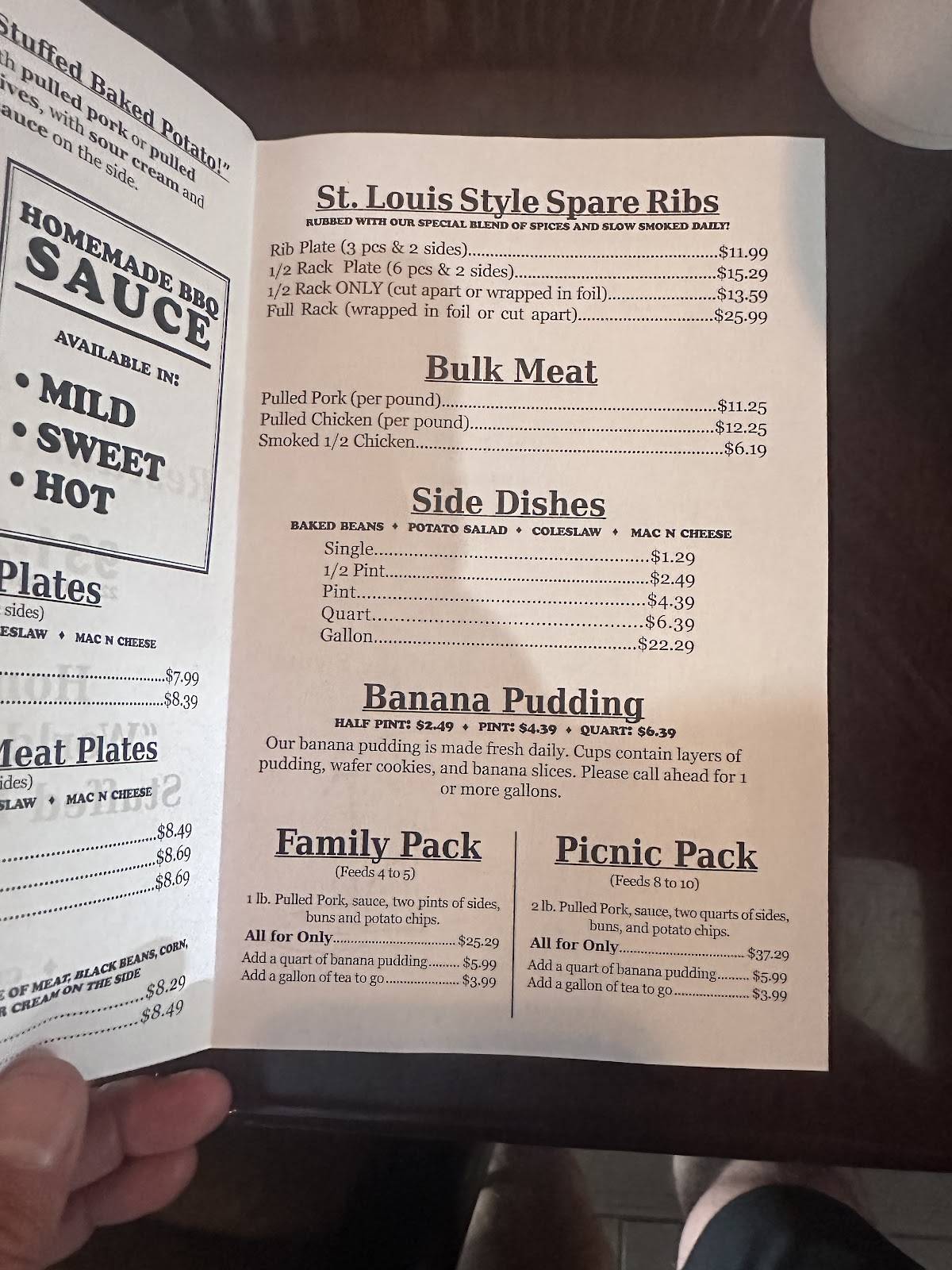 Menu at Flying Pig BBQ & Catering, Crossville