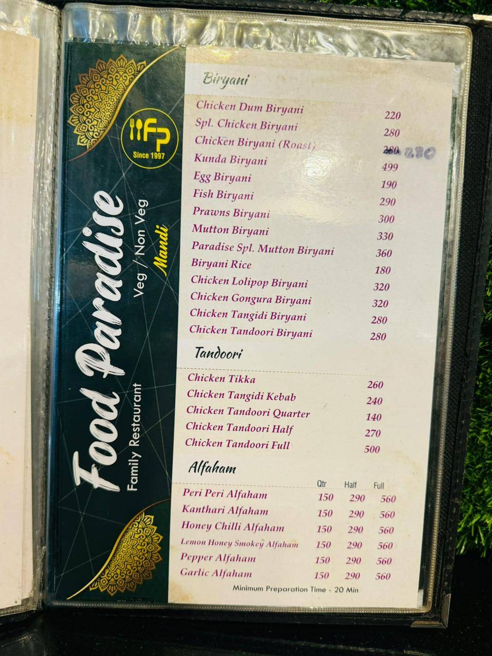 Menu at Food Paradise Family Restaurant, Kurnool
