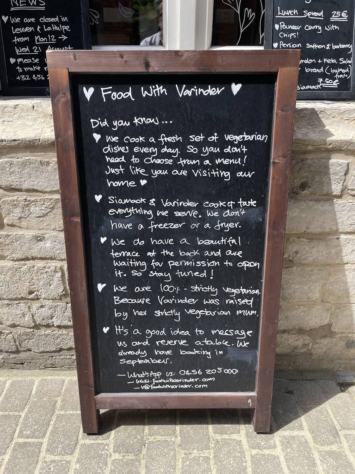Menu at Food with Varinder, Leuven