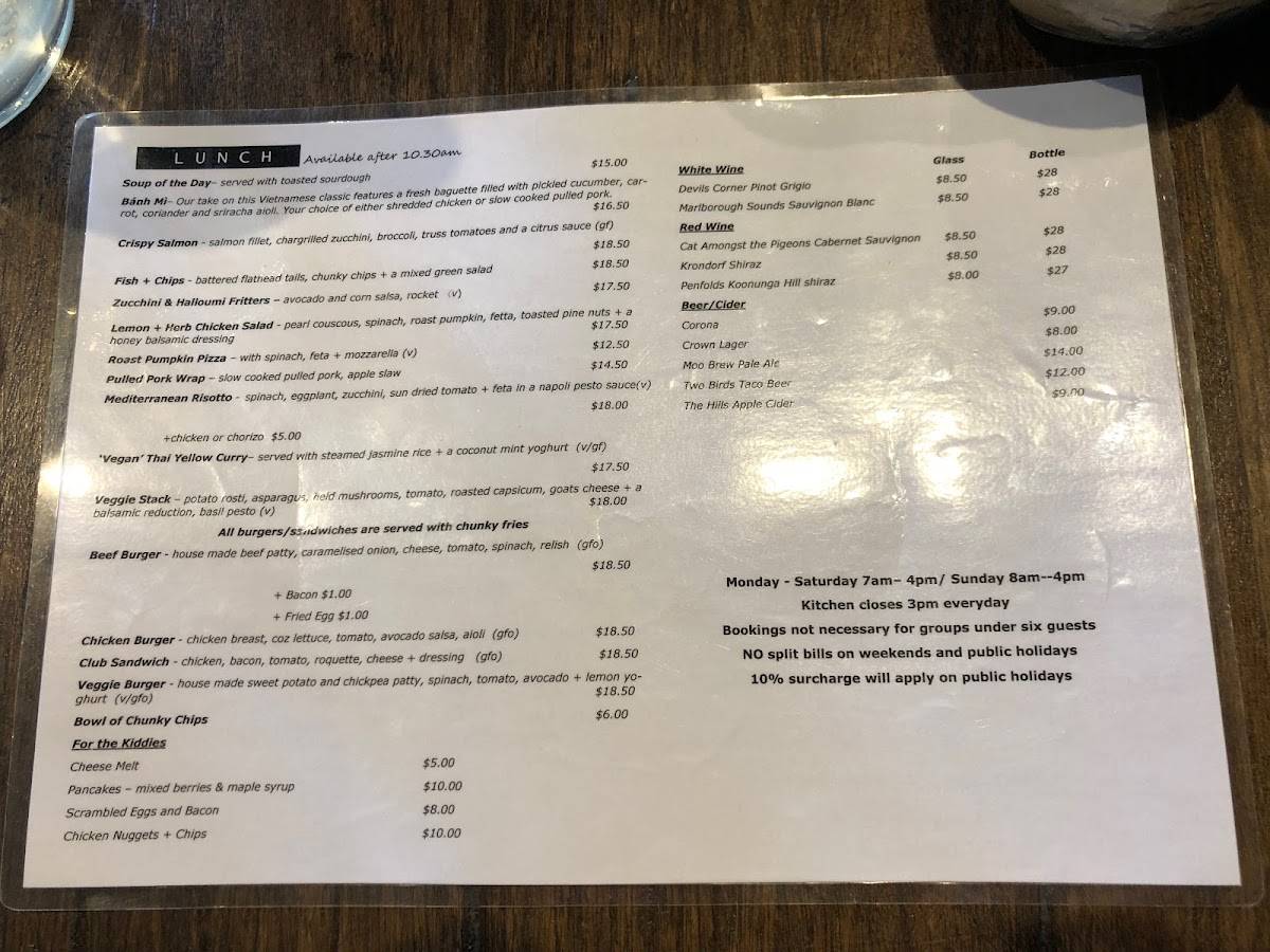 Menu at Forage Food Store cafe, Boronia
