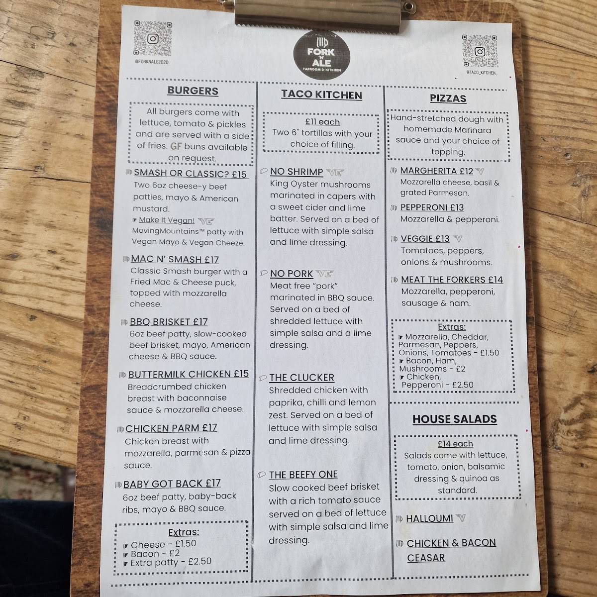 Menu at Fork 'n' Ale Taproom & Kitchen pub & bar, Weston-super-Mare