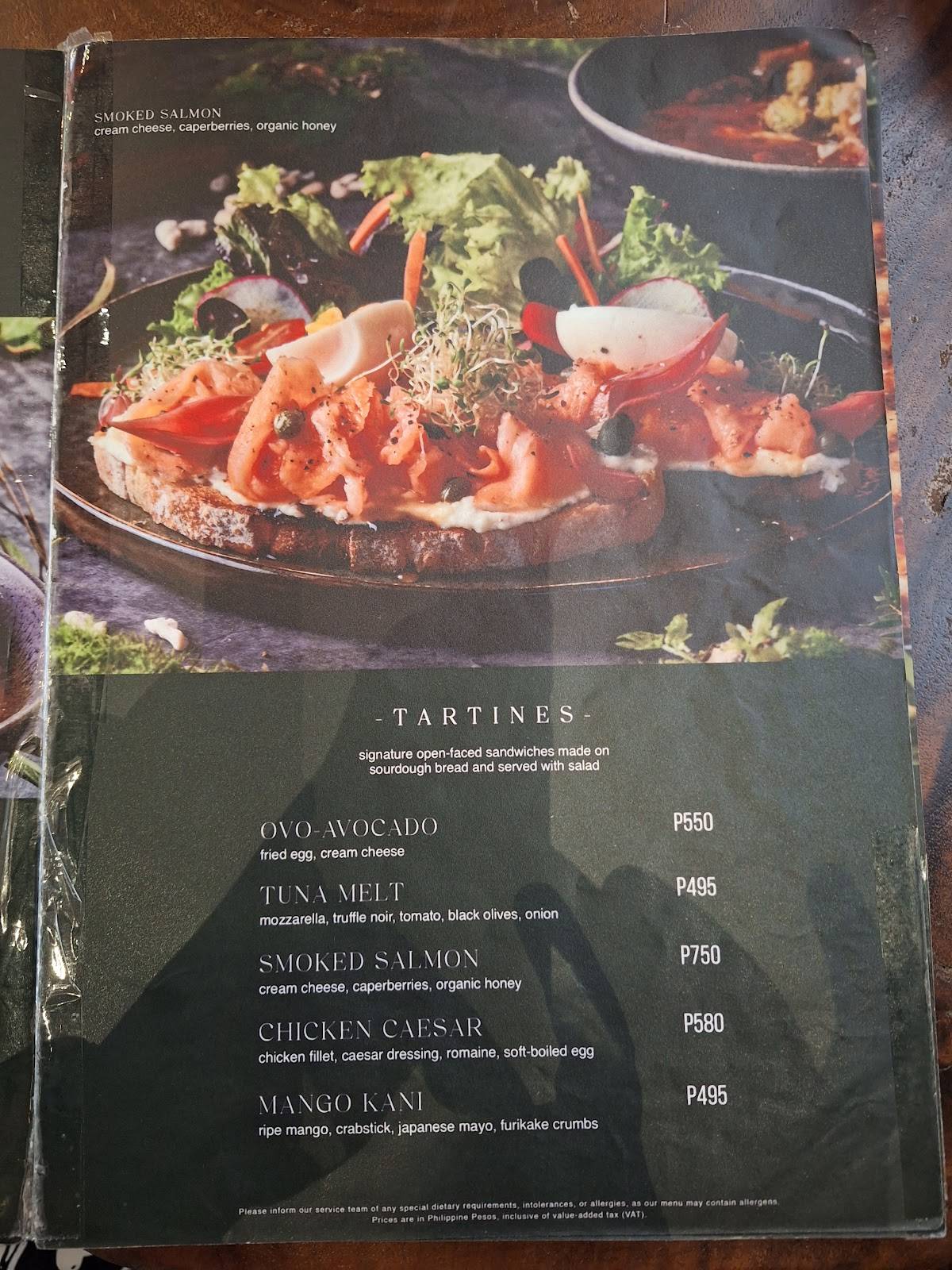 Menu at Forresta cafe, Dasmariñas