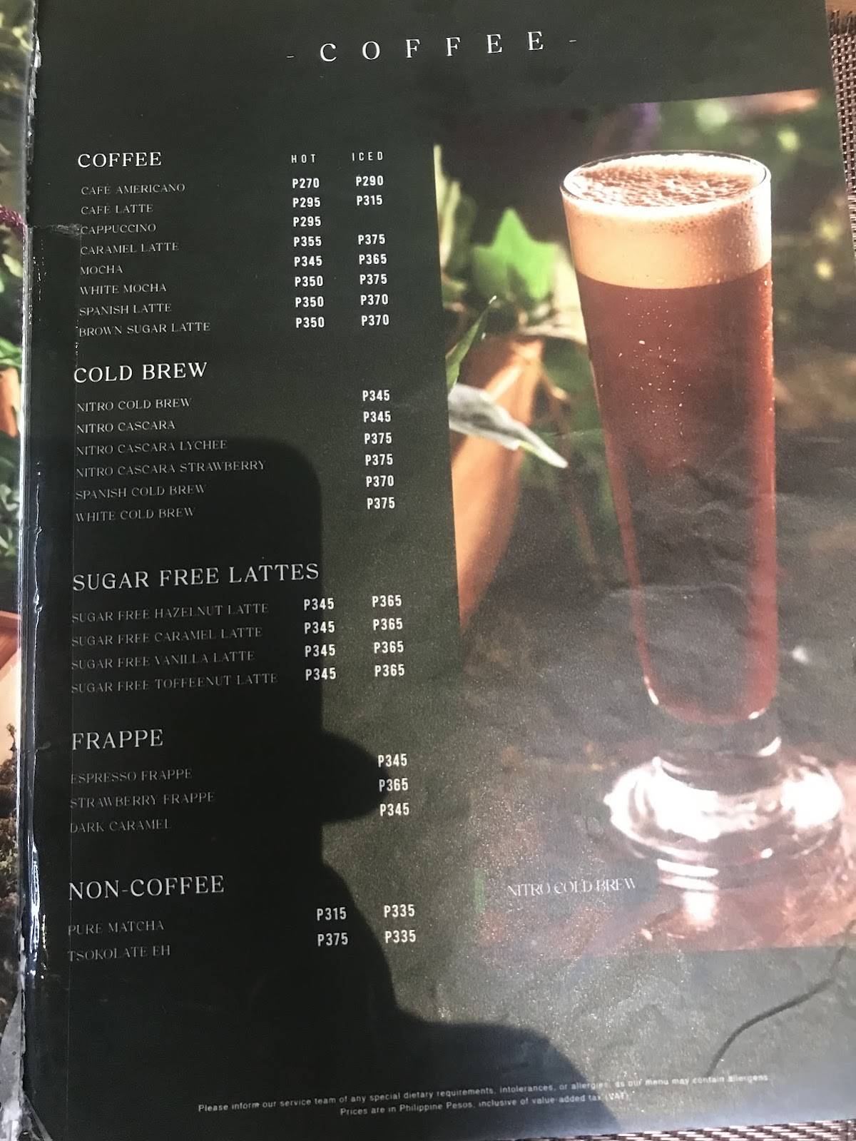 Menu at Forresta cafe, Dasmariñas