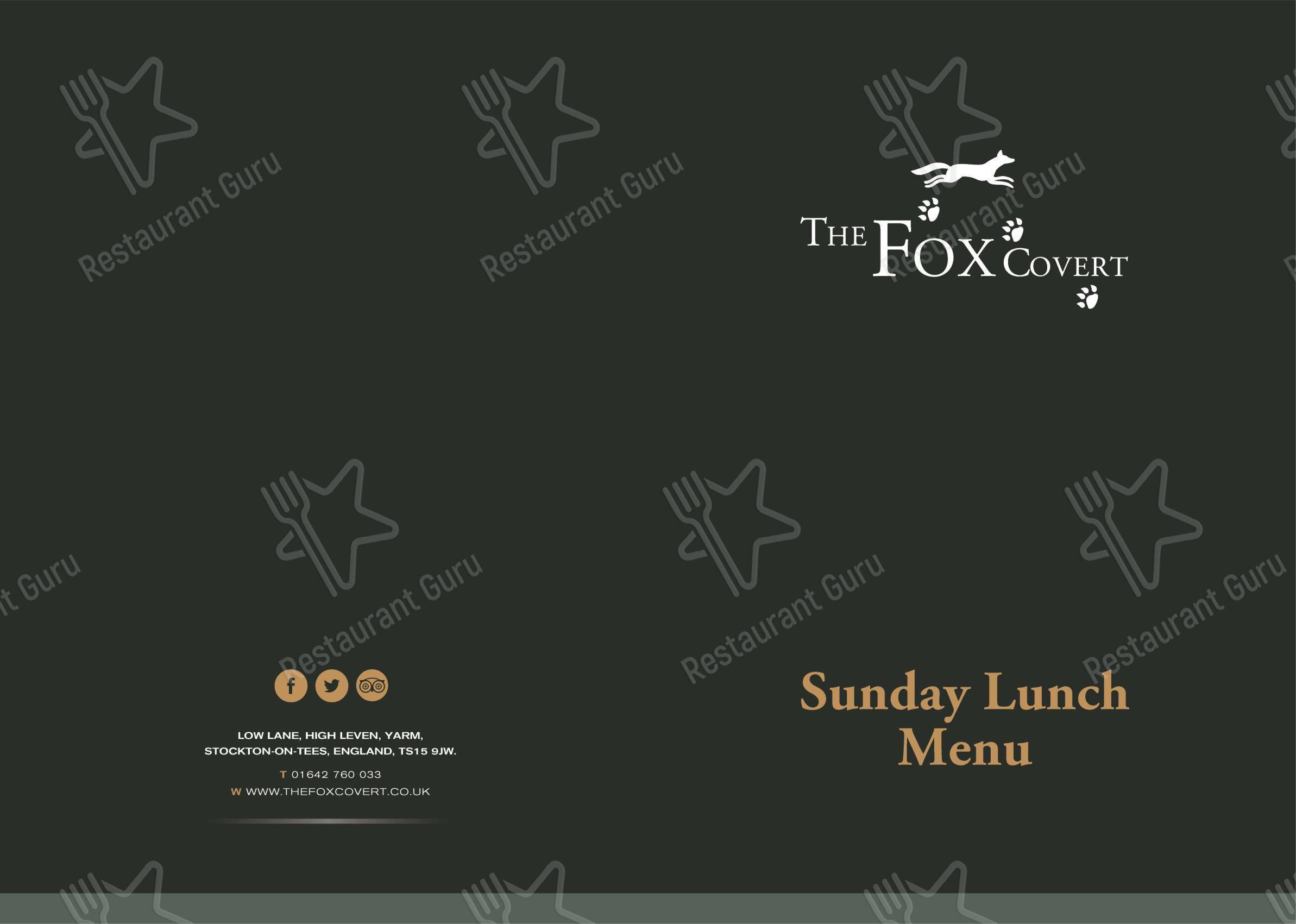 Menu at Fox Covert Inn pub & bar, Yarm, Low Ln