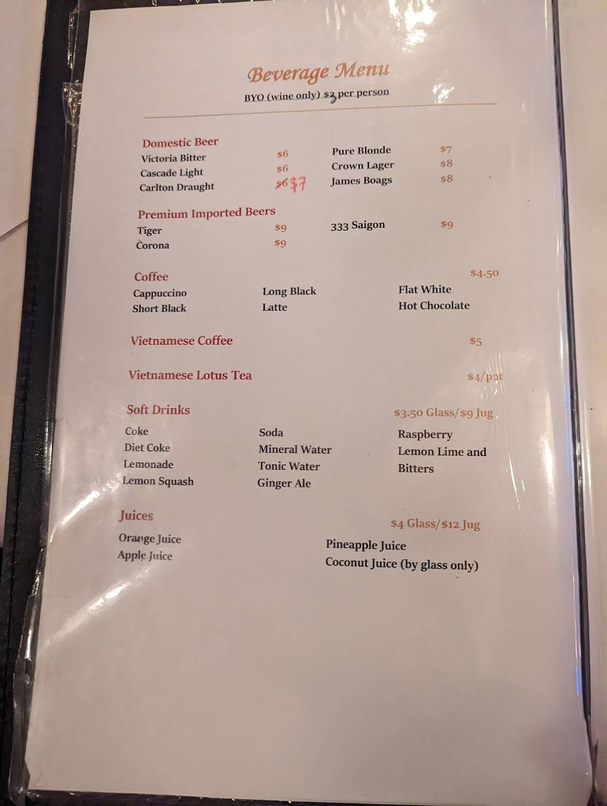 Menu at Nha Trang Restaurant, Frankston