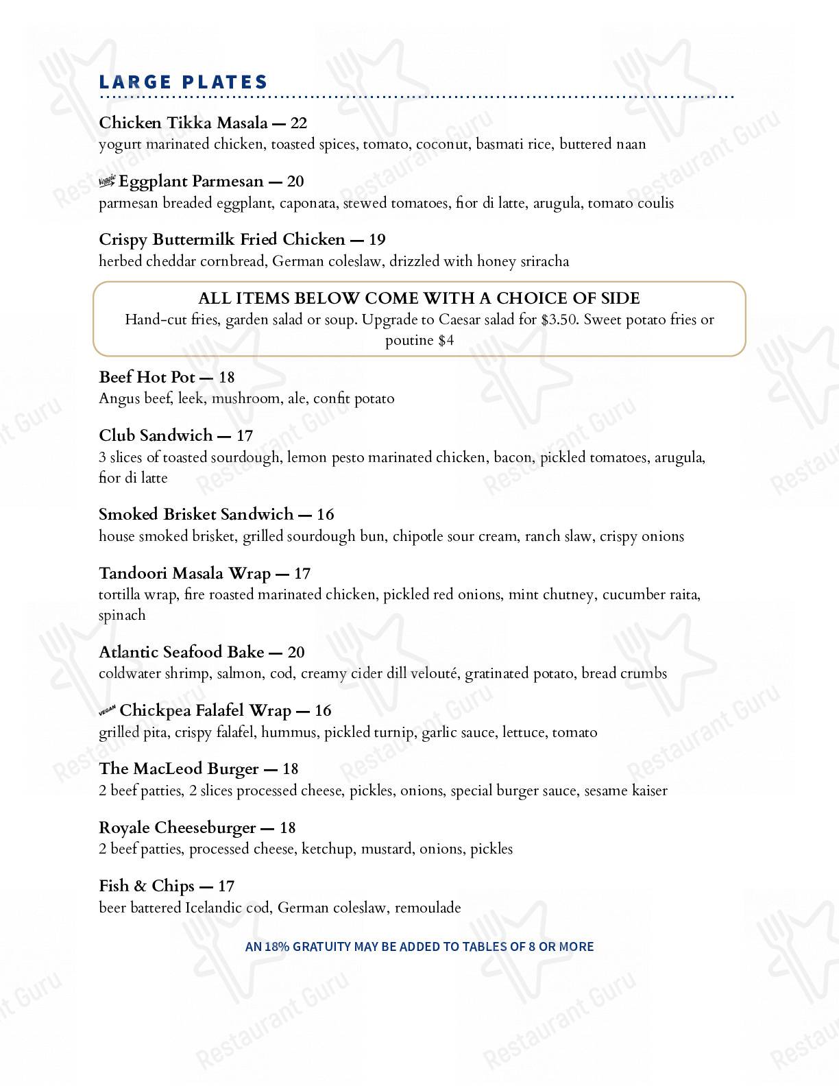 Menu at The Joyce pub & bar, Fredericton