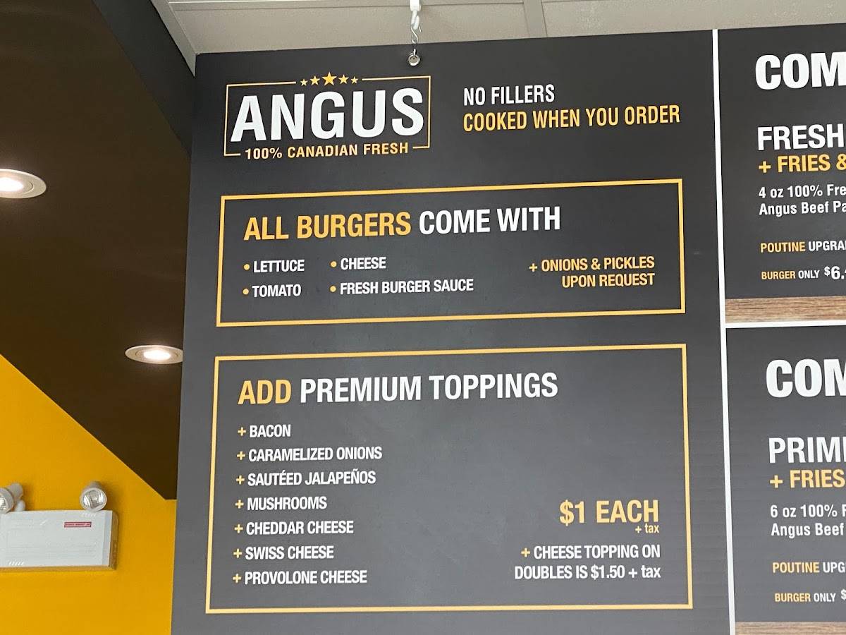 Menu at Fresh Burger Steeles & Woodbine restaurant, Toronto
