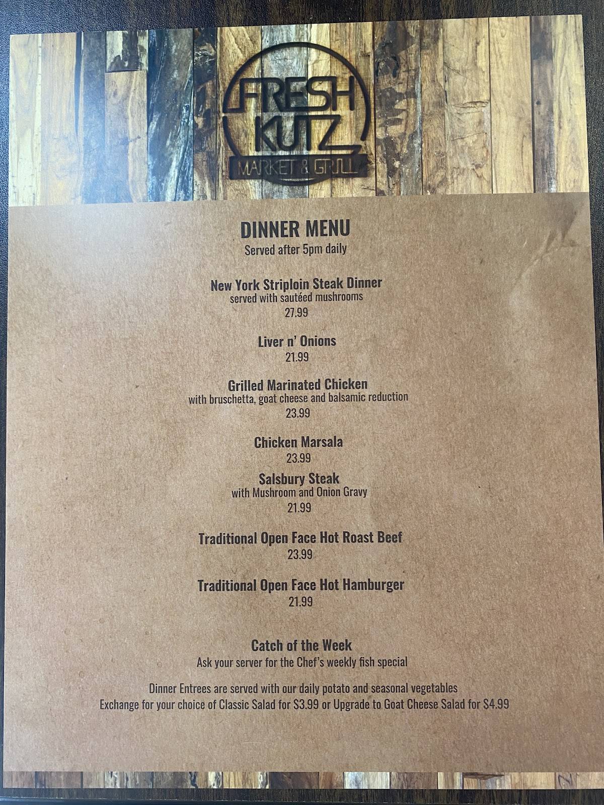 Menu at Fresh Kutz Market & Grill restaurant, Bracebridge
