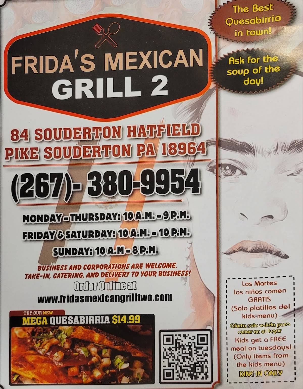 Menu at Frida's Mexican Grill Two restaurant, Souderton