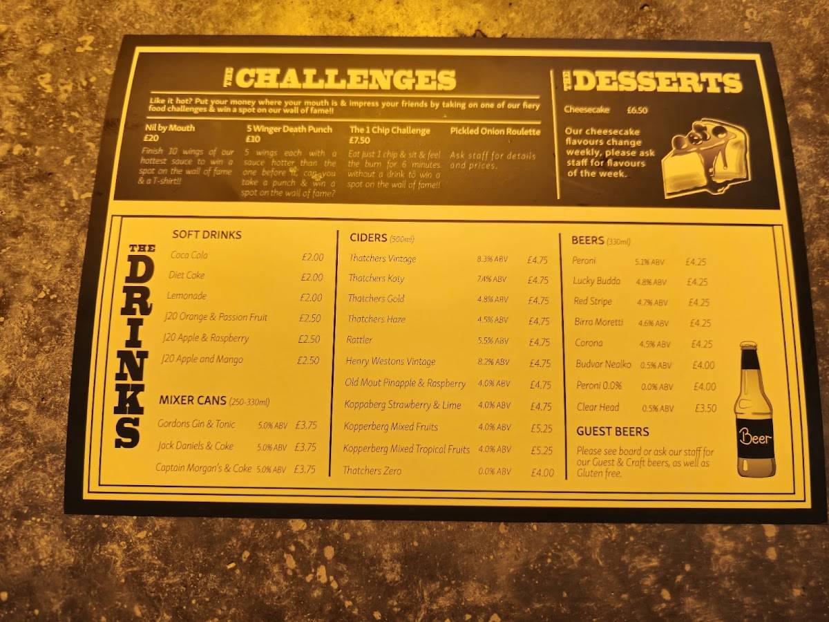 Menu at Fryer Tucks restaurant, Bridgwater