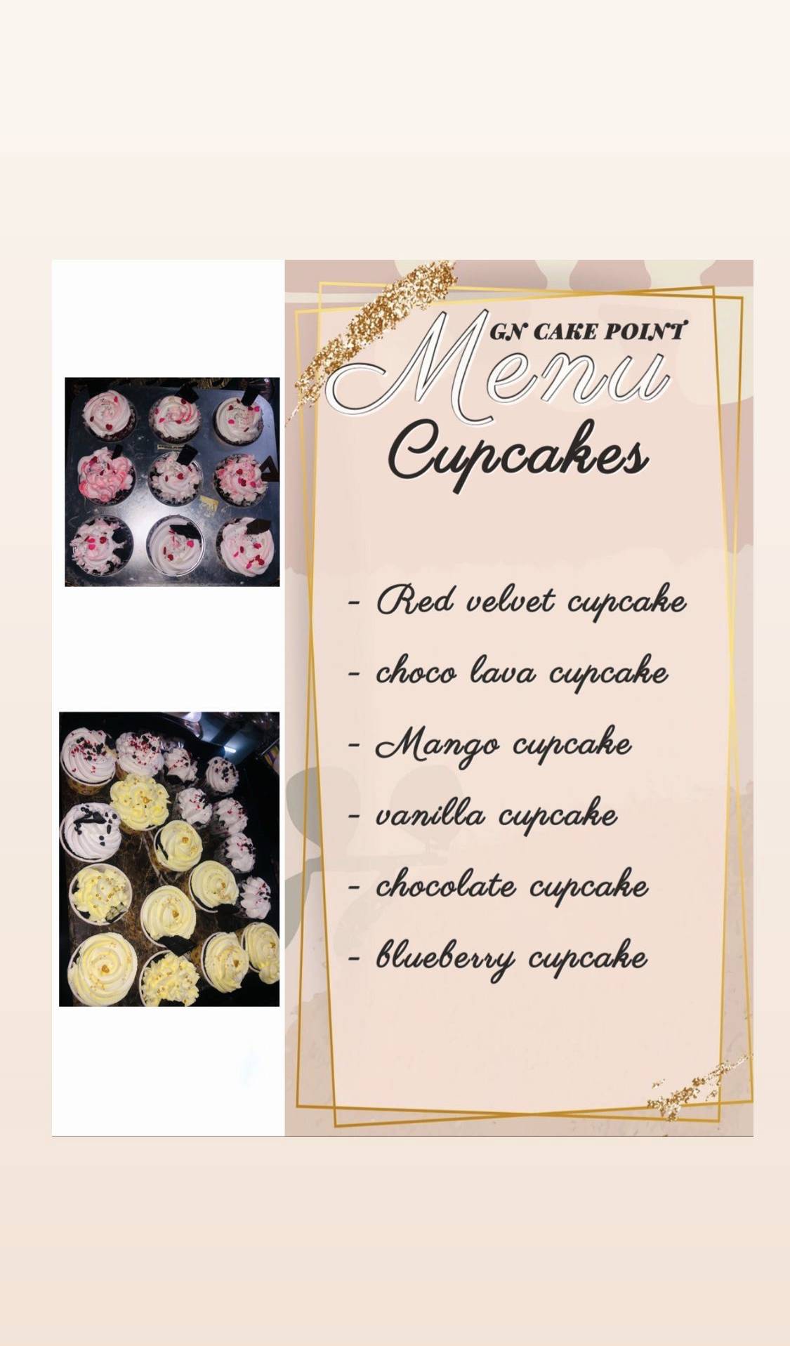 Menu at GN cake point, Ludhiana