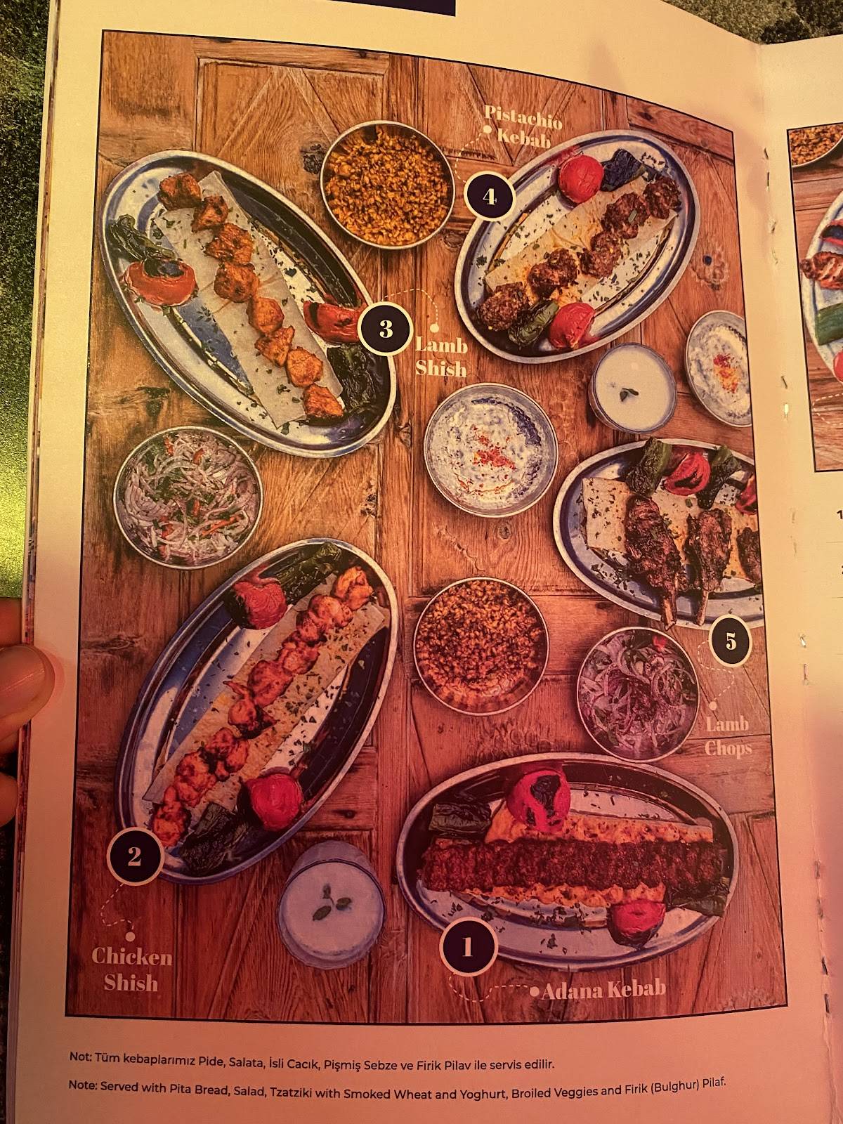 Menu at Galeyan Restaurant, Istanbul