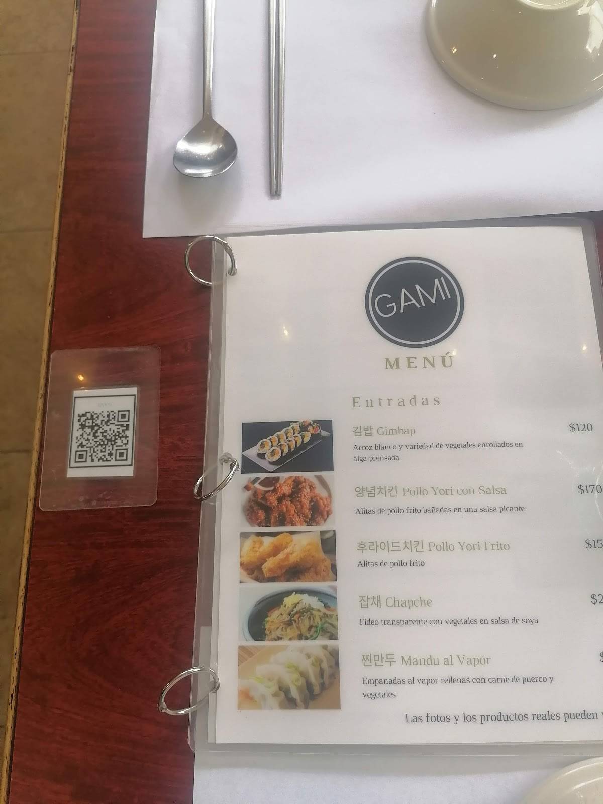 Carta del restaurante Gami Comida Coreana, Guadalajara