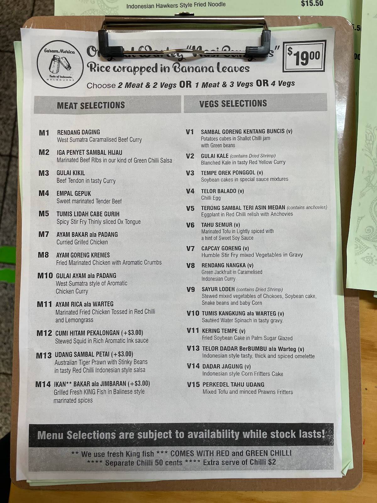 Menu at GaramMerica Melbourne Original Warteg Nasi Bungkus restaurant ...