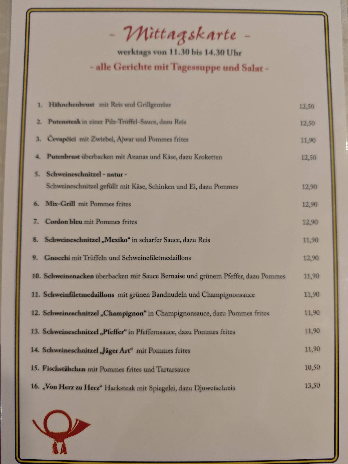 Speisekarte von Gaststätte Zur Post restaurant, Bad Münstereifel