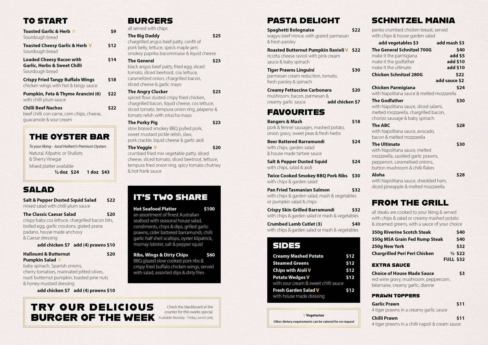 Menu at General Roberts Hotel pub & bar, New Lambton