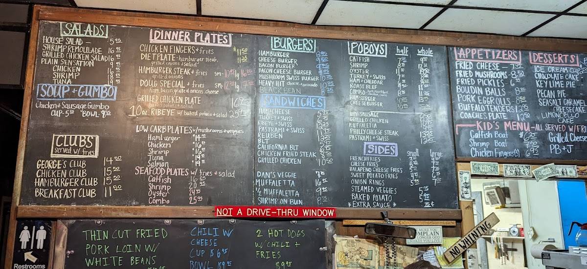 Menu at George's Southside restaurant, Baton Rouge, Highland Rd
