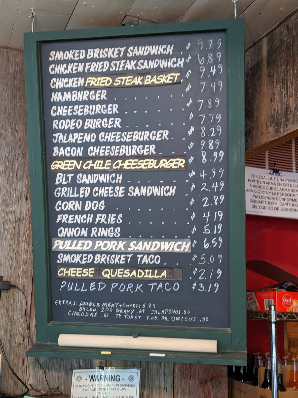 Menu at Andice General Store restaurant, Georgetown