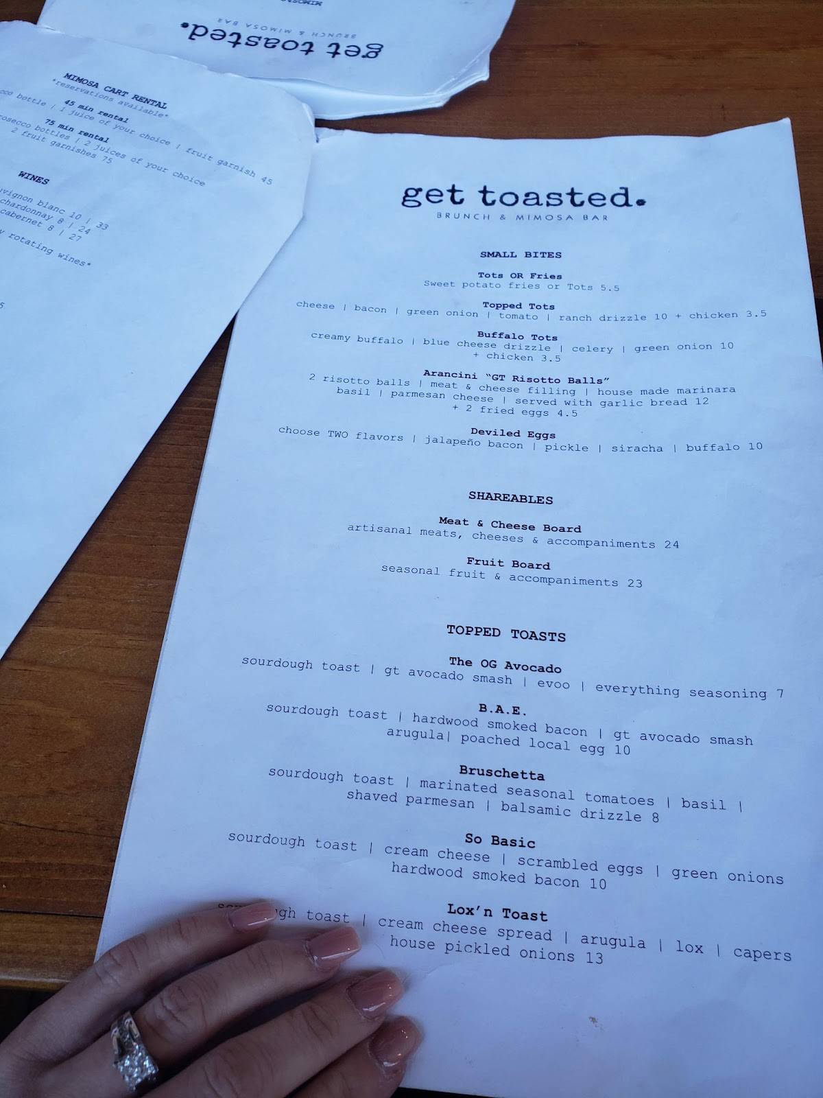 Menu at Get Toasted restaurant, Riverbank