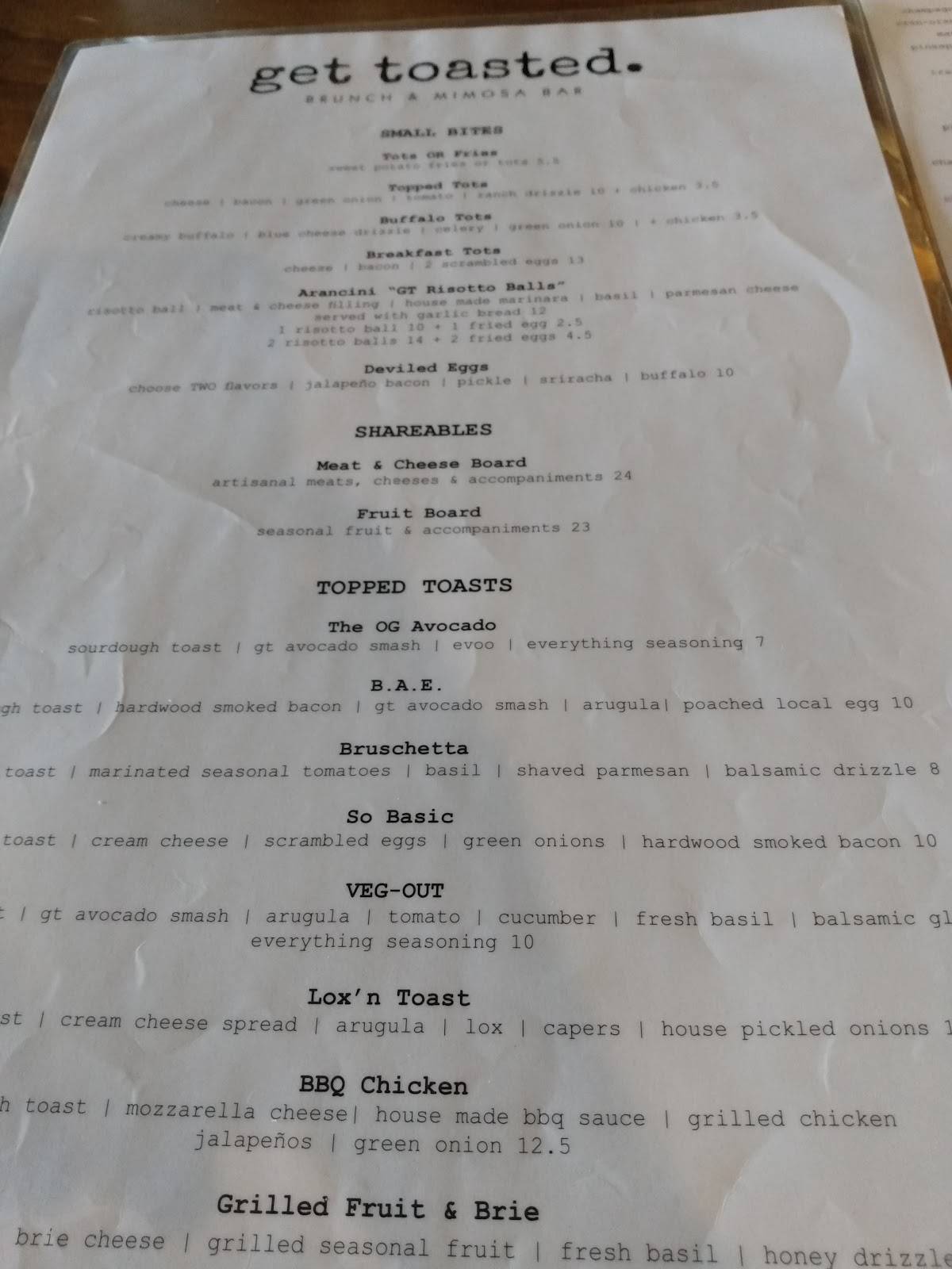 Menu at Get Toasted restaurant, Riverbank