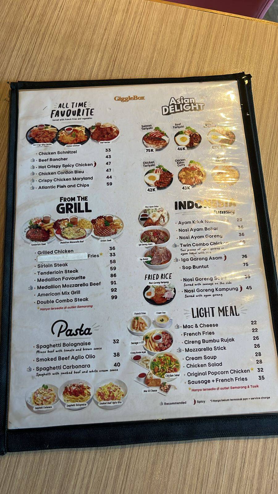 Menu at Giggle Box Muria Semarang restaurant, Semarang, Jl. Muria No.2