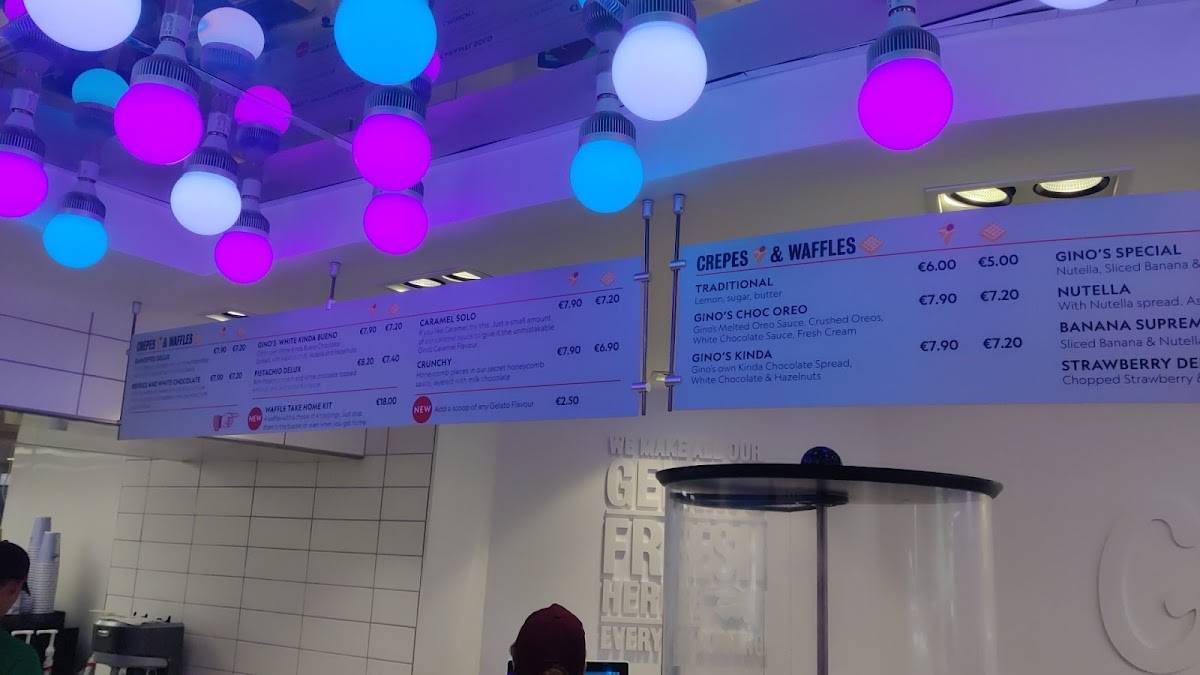 Menu at Gino's Gelato, Dublin, 193 Clontarf Rd