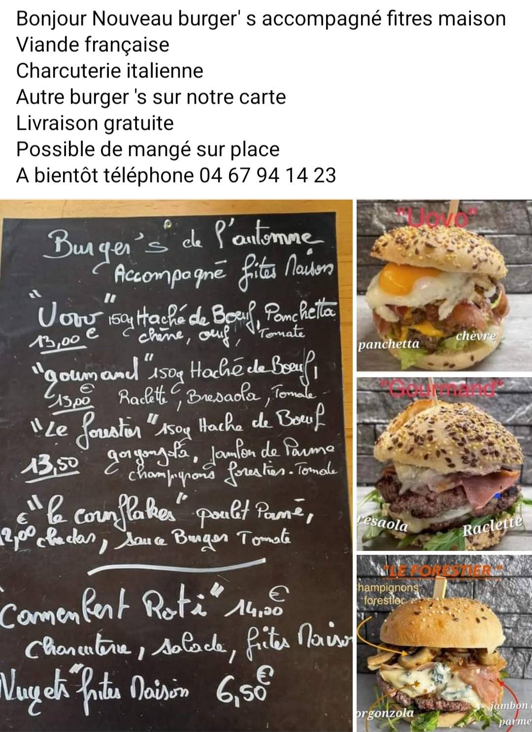 Menu au Giovanni padre et figlio restaurant, Bessan