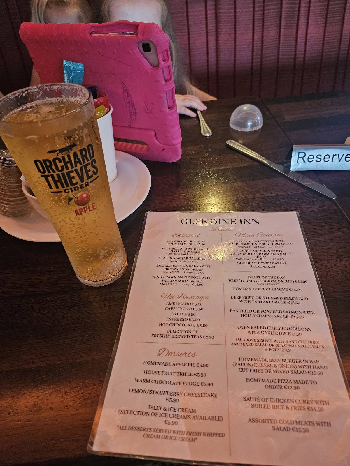 Menu at Glendine Inn pub & bar, Kilkenny