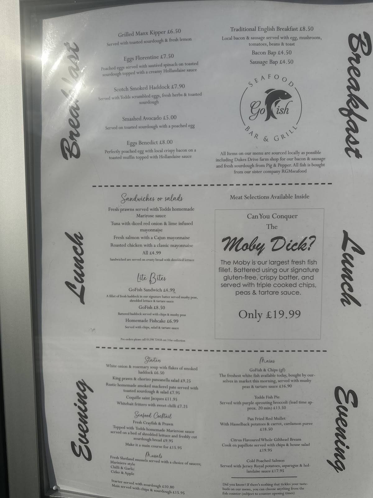 Menu at Go Fish Seafood, Bar & Grill, Buxton
