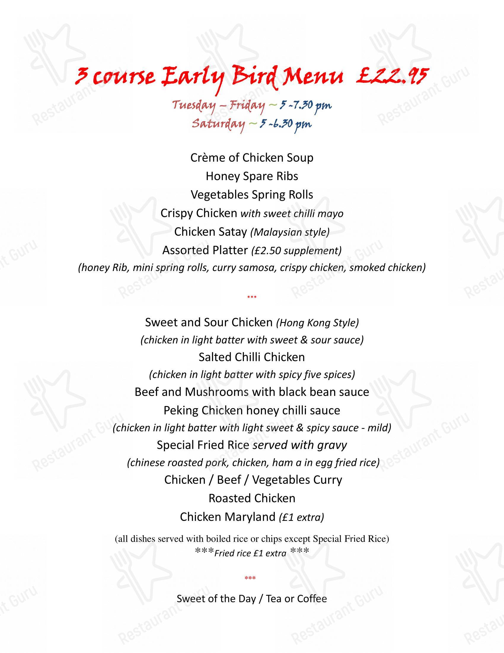 Menu at Go Sun Chinese Restaurant, Ballymena