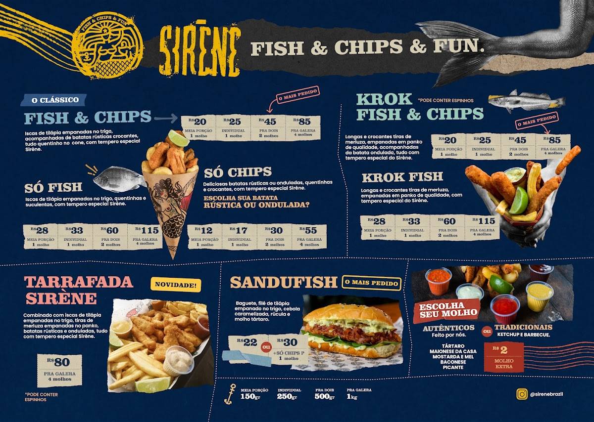 Carta de Sirène Fish & Chips - Setor Oeste - Bar, Goiânia