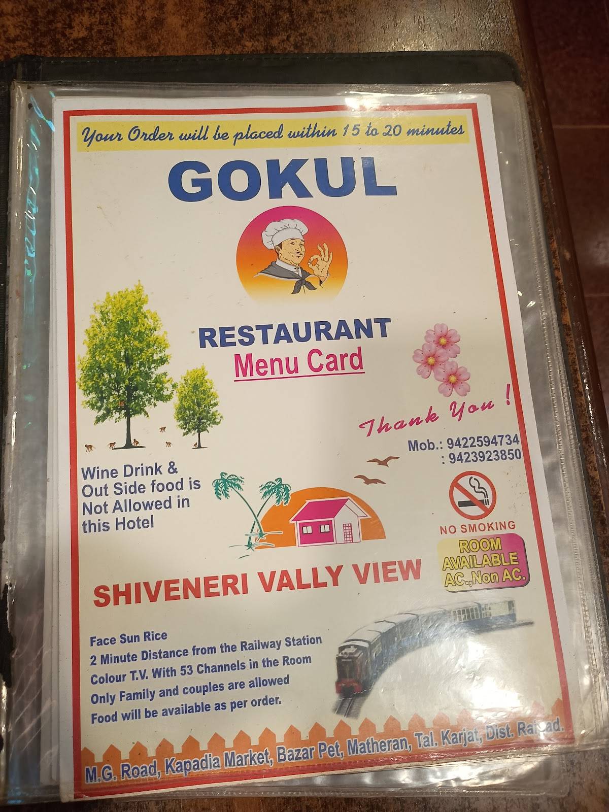 Menu at Gokul Restaurant (Pure Veg Matheran), Matheran
